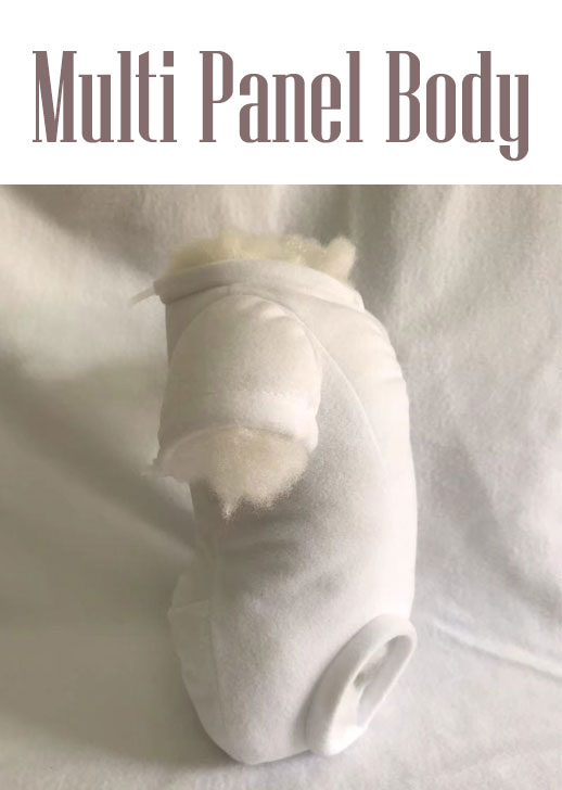 20 Inch White Doe Suede Multi Panel Body ~ 3/4 Arms, Full Front Legs ...