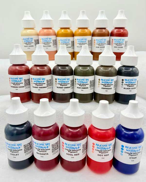SAM Liquid Silicone Pigments Set ~ Multi-Racial Colors ~ 17 Colors ~ 1OZ